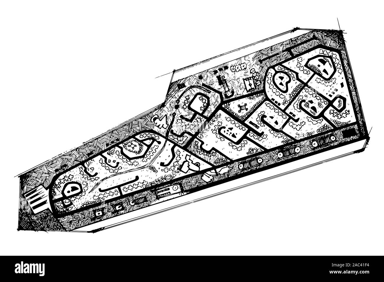 Urban plan of a city, old village. Doodle city map. Vector city drawing ...
