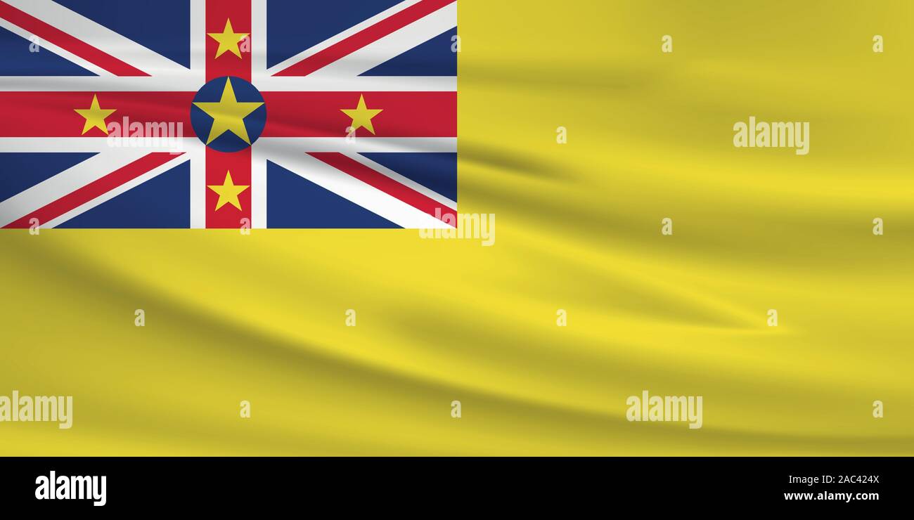 Waving Niue flag, official colors and ratio correct. Niue national flag ...