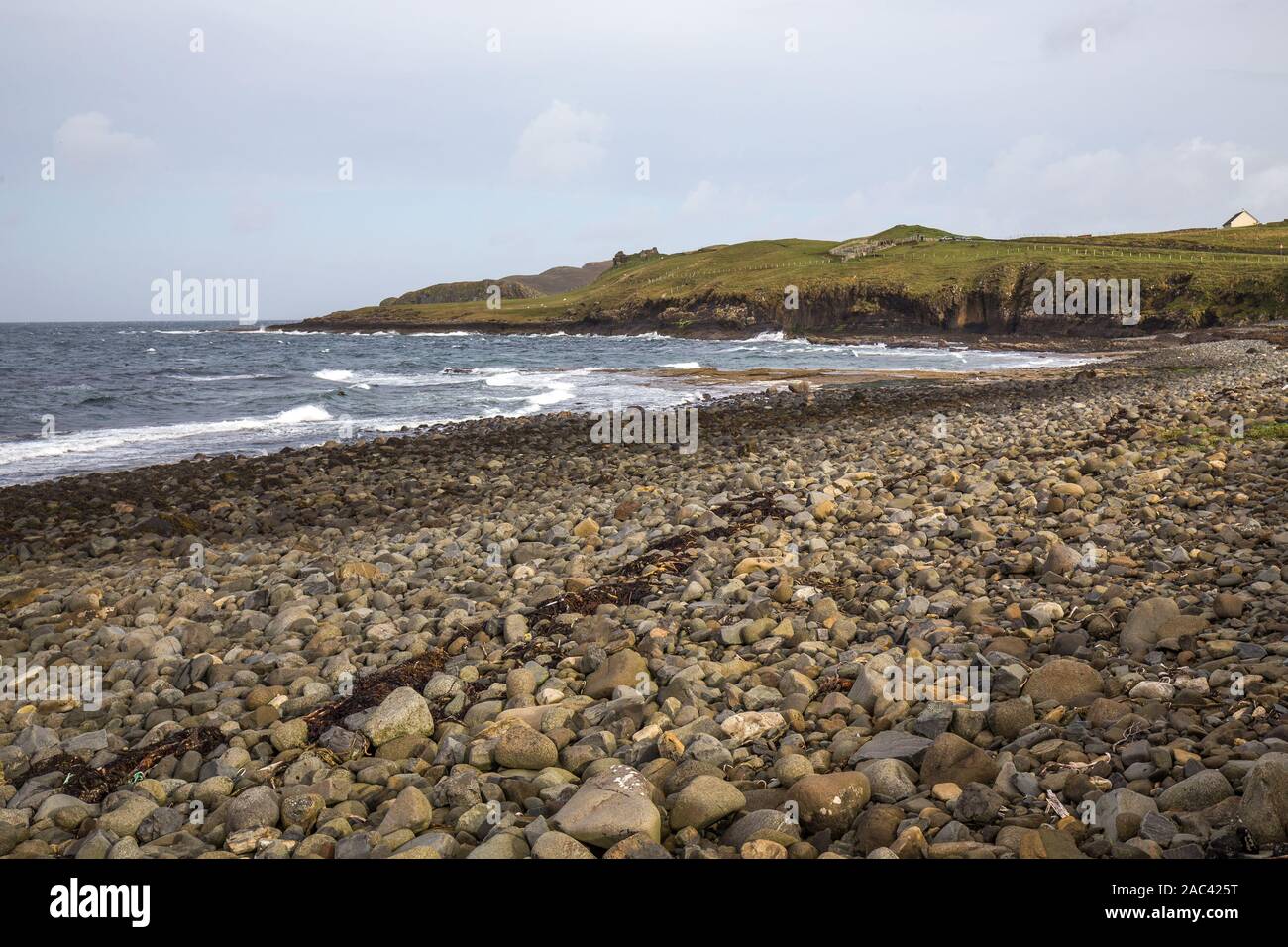 Beautiful autumn panoramic landscape in Scotland, wet weather outside ...