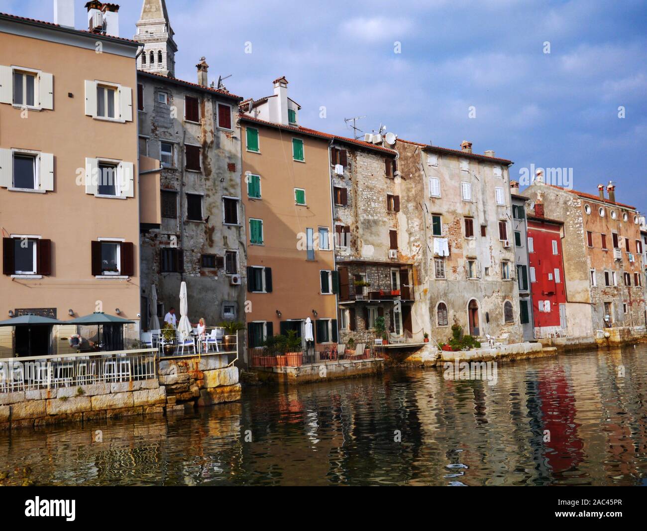 Residential buildings in beautiful medieval town of Rovinj in Croatia ...