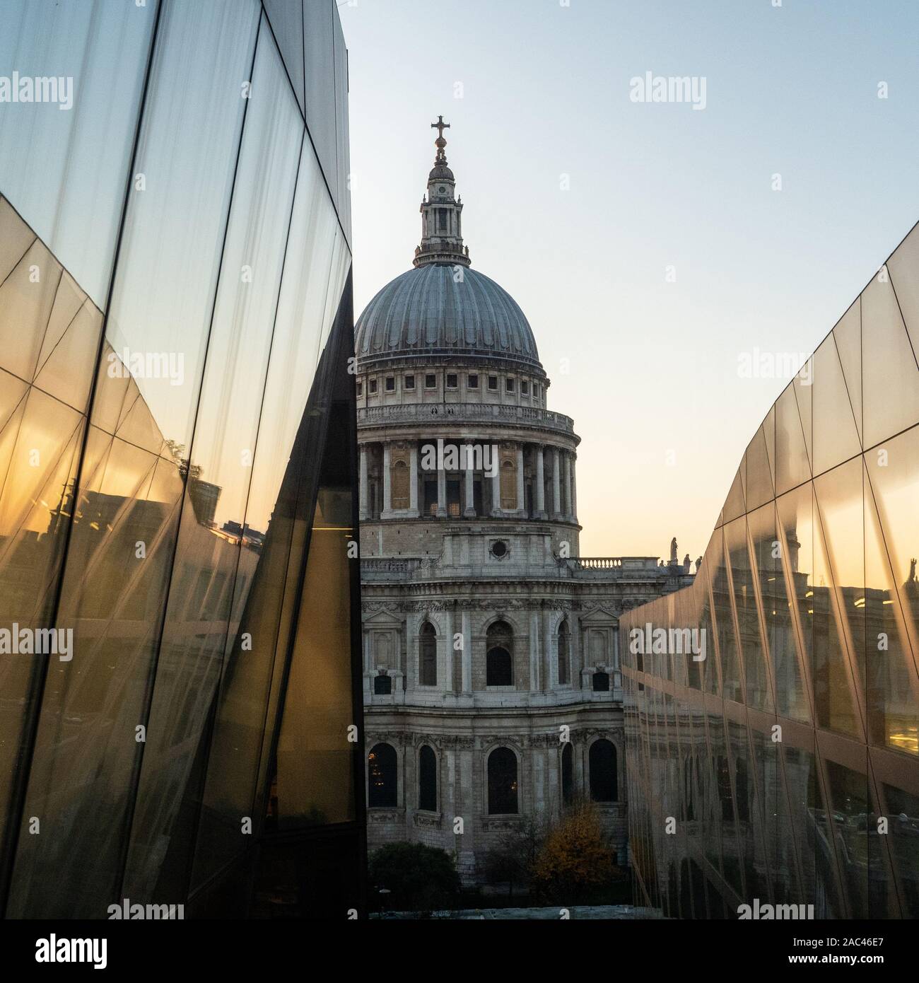 View from One New Change towards St Pauls Cathedral, London Stock Photo ...