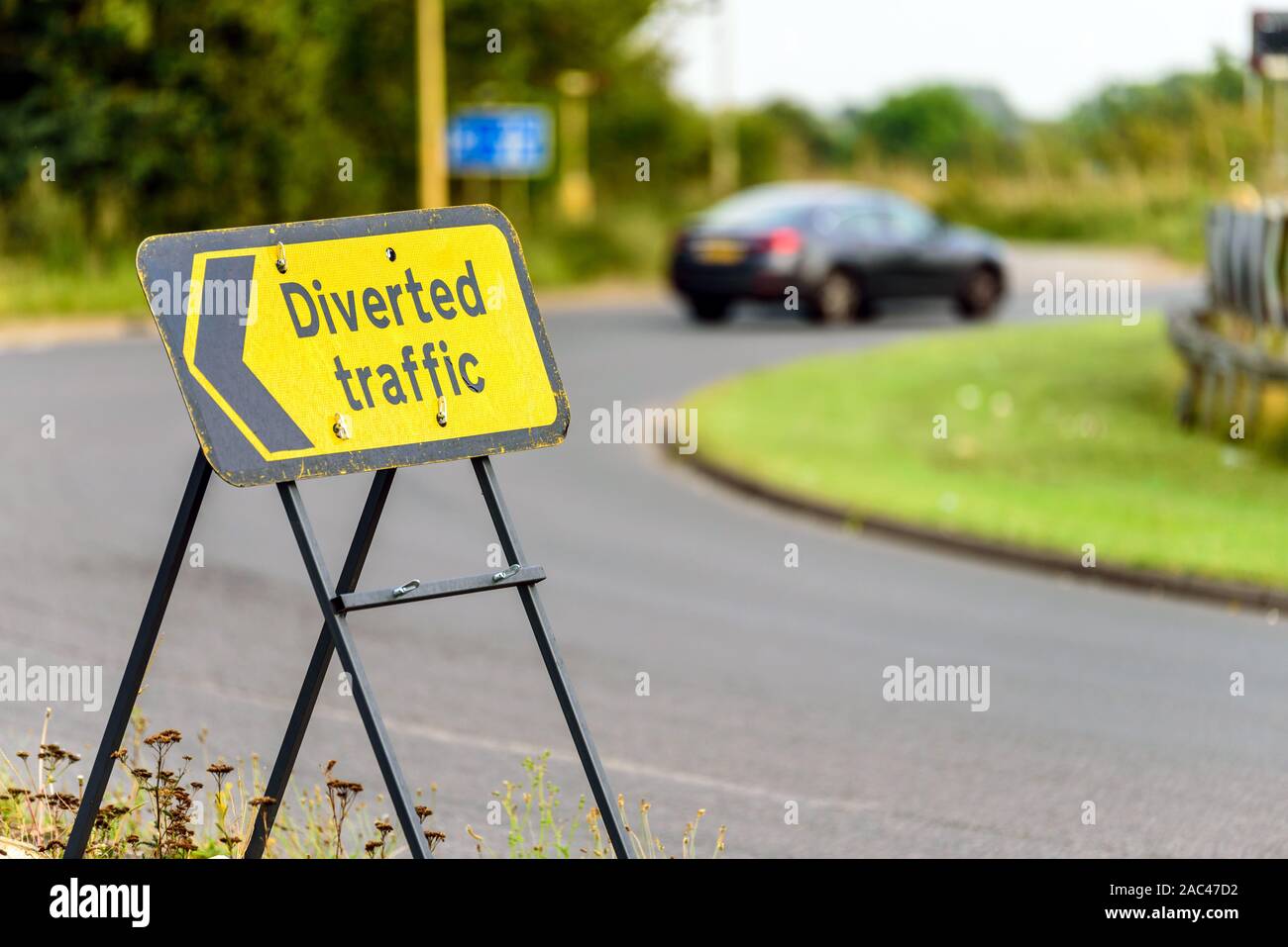 diverted traffic sign on UK motorway junction in England Stock Photo ...