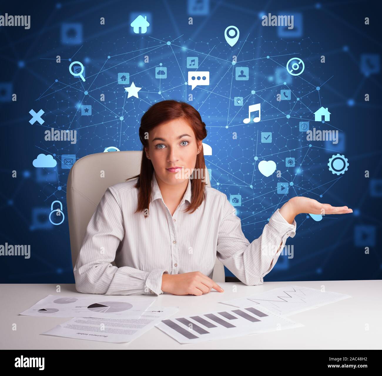Secretary work with office and multitask concept Stock Photo - Alamy