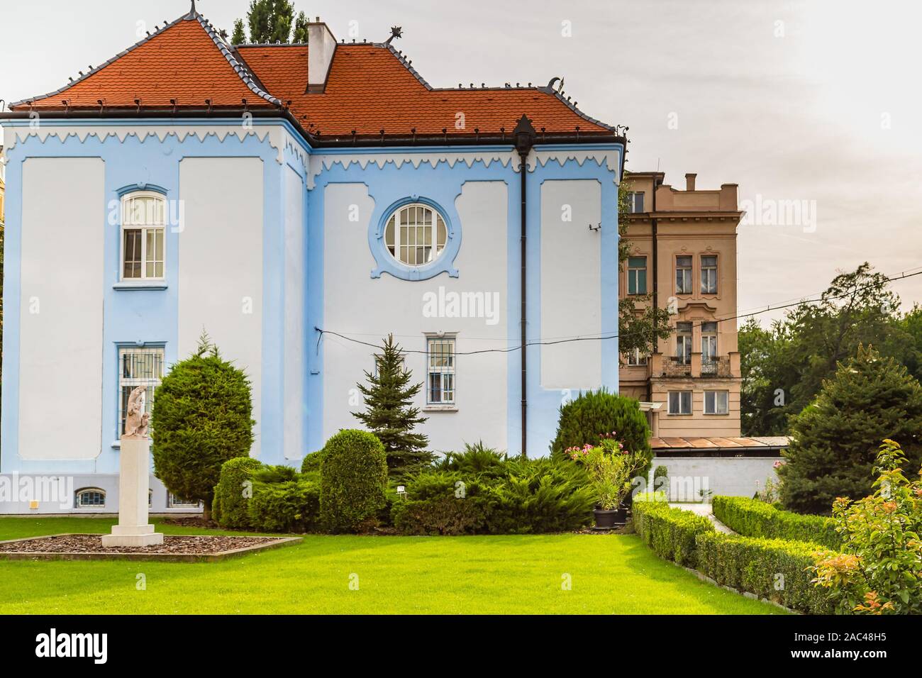 BRATISLAVA, SLOVAKIA - AUGUST 28, 2019: sunlight is enlightening Blue ...