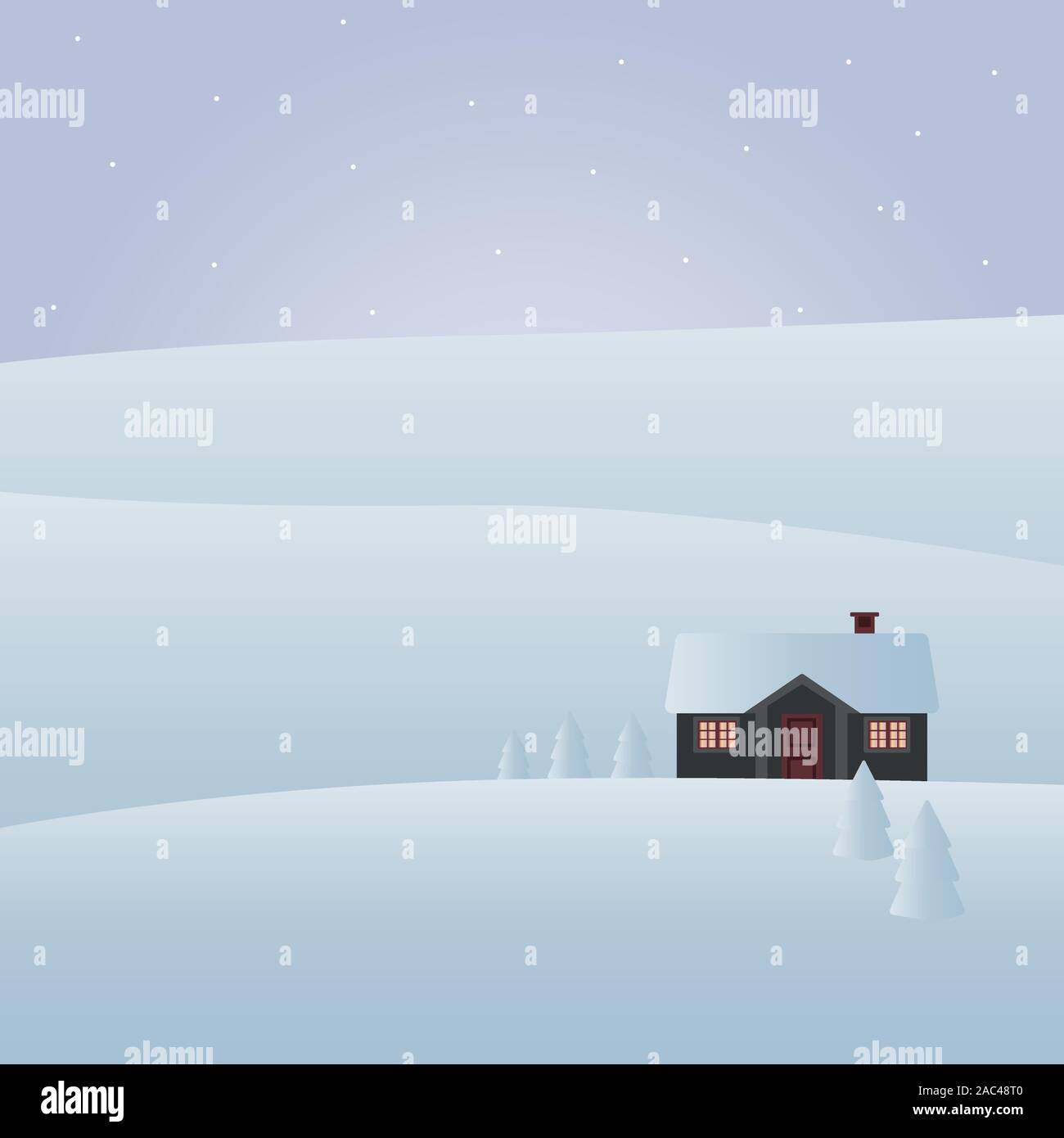 Cosy cottage in winter landscape, vector Stock Vector Image & Art - Alamy