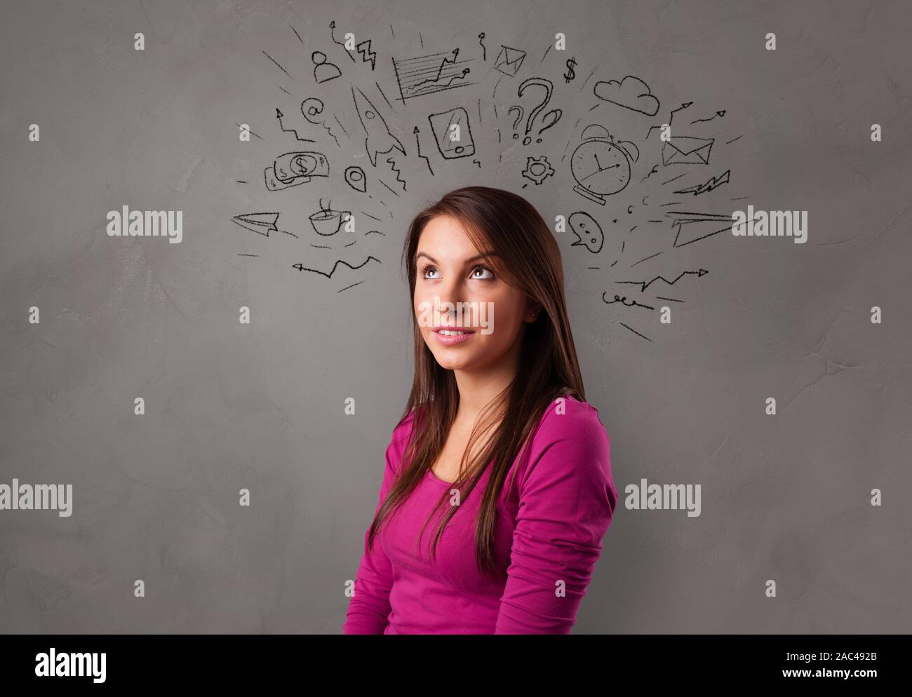 Student thinking with speech bubble concept Stock Photo - Alamy