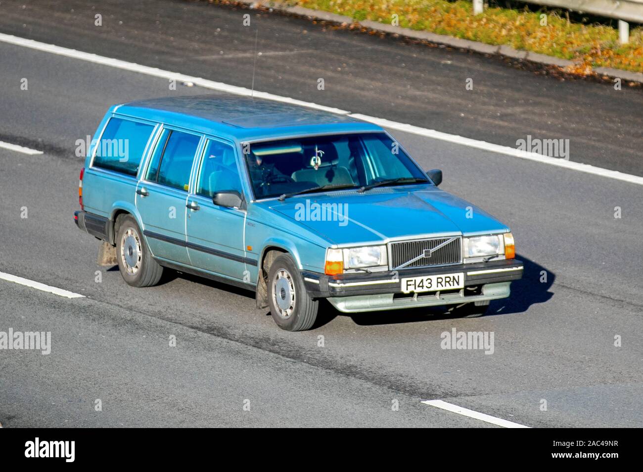 1988 80s eighties blue Volvo 740 GLE estate; UK Vehicular traffic ...