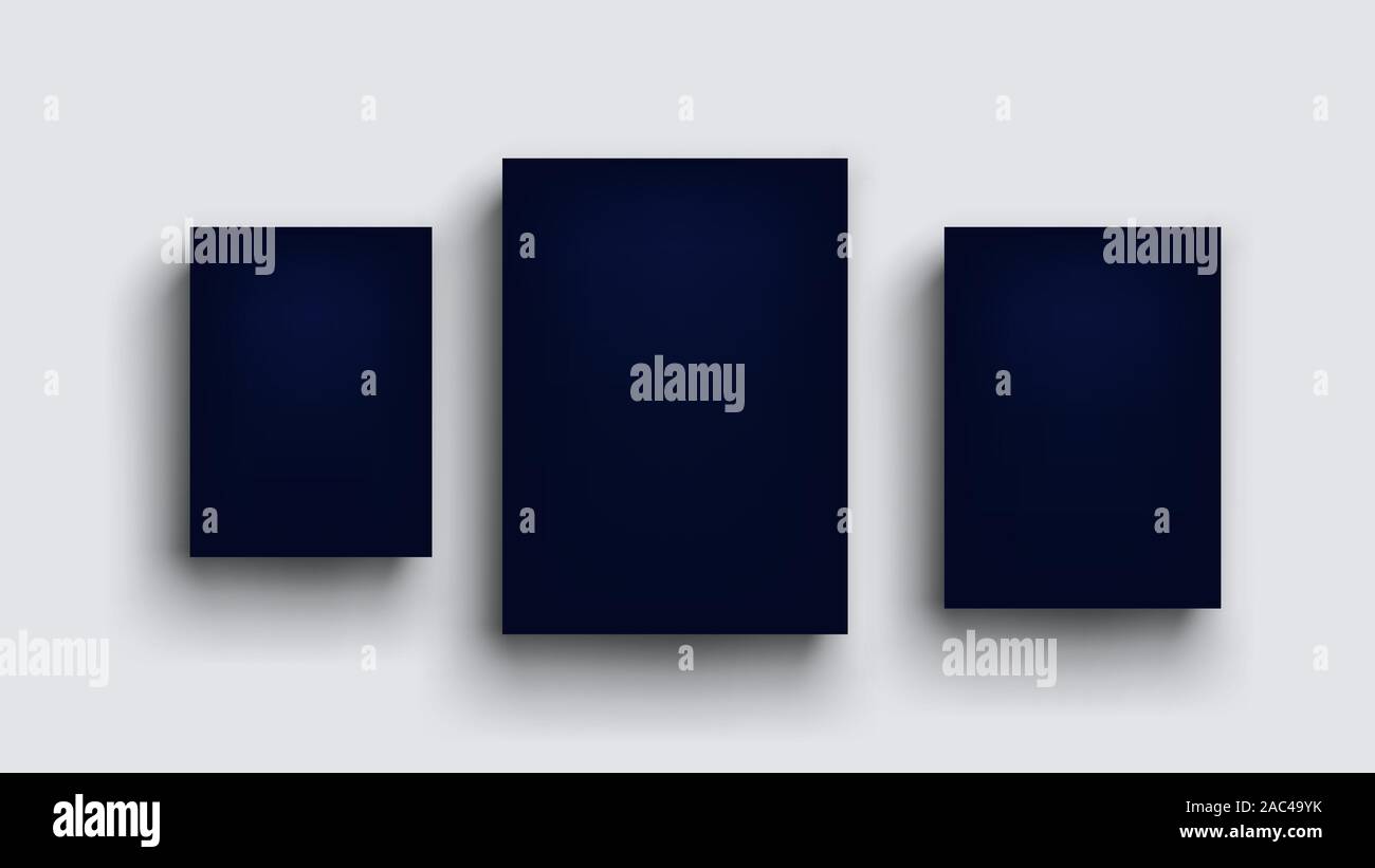 three dark blue boards on grey wall Stock Vector Image & Art - Alamy