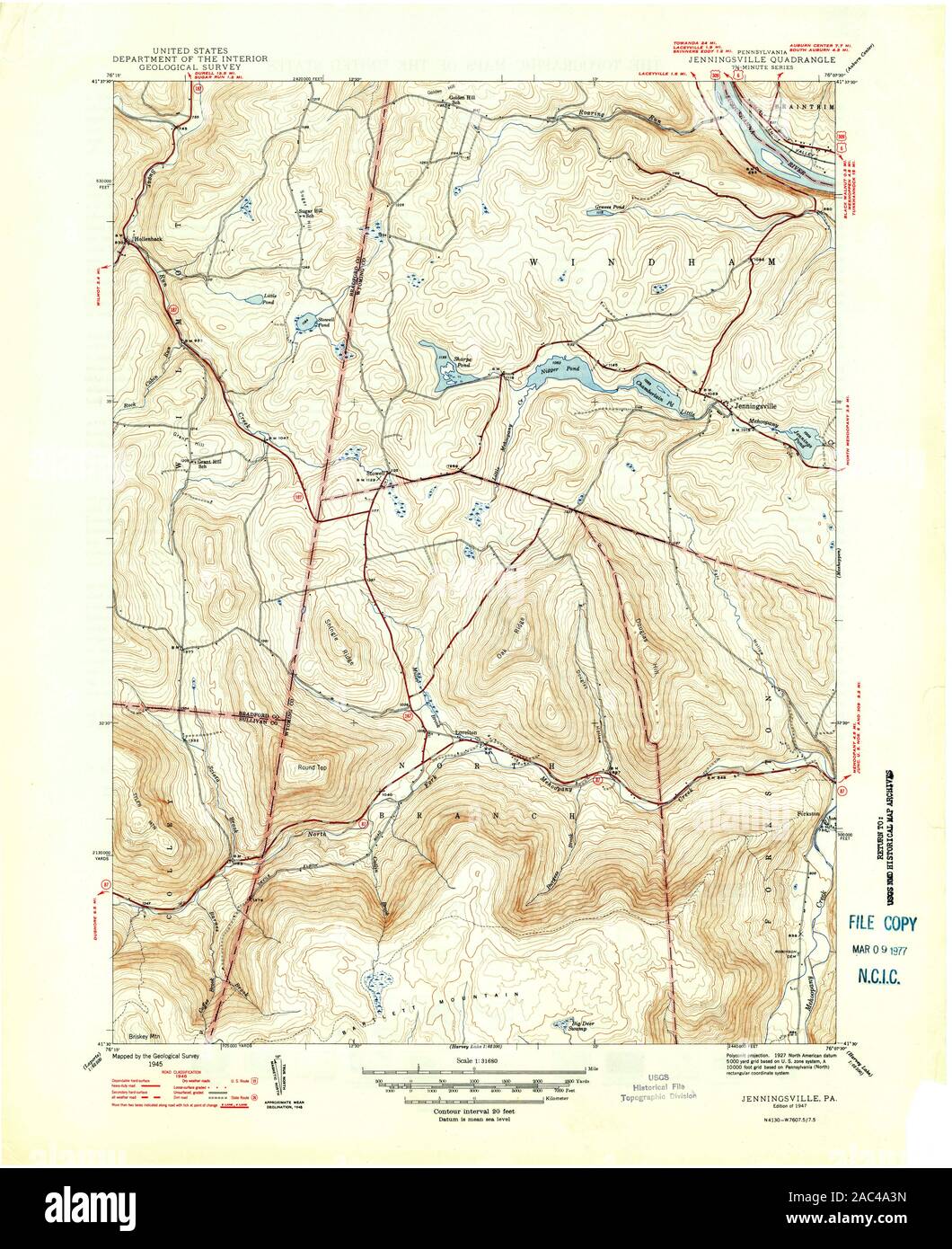 USGS TOPO Map Pennsylvania PA Jenningsville 171085 1947 31680 ...