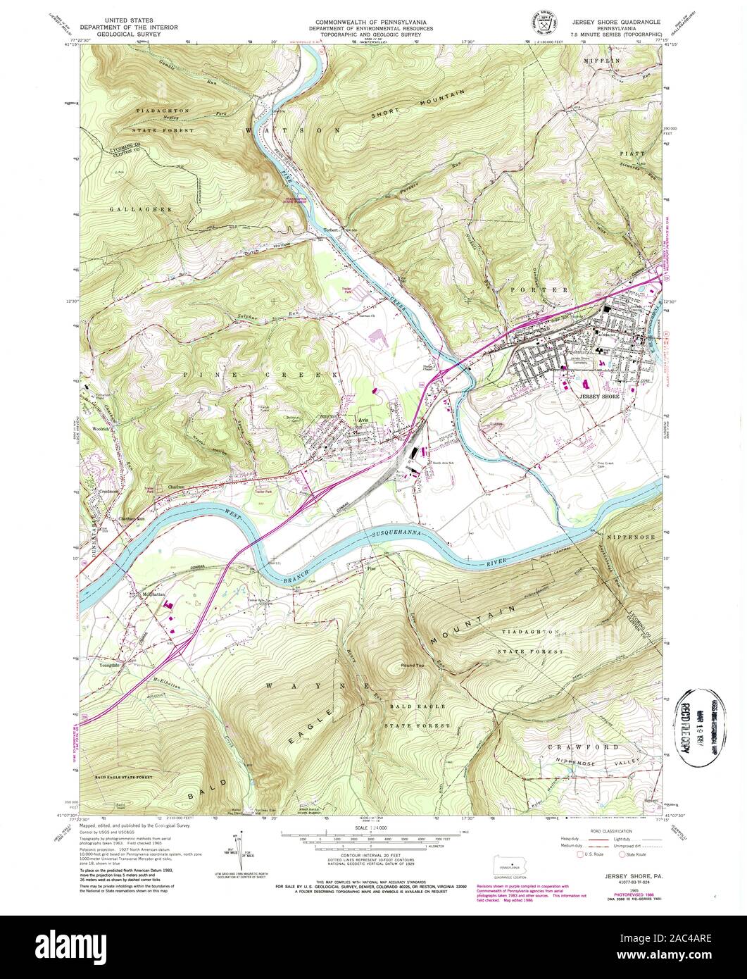 Jersey shore pennsylvania map hi-res stock photography and images - Alamy