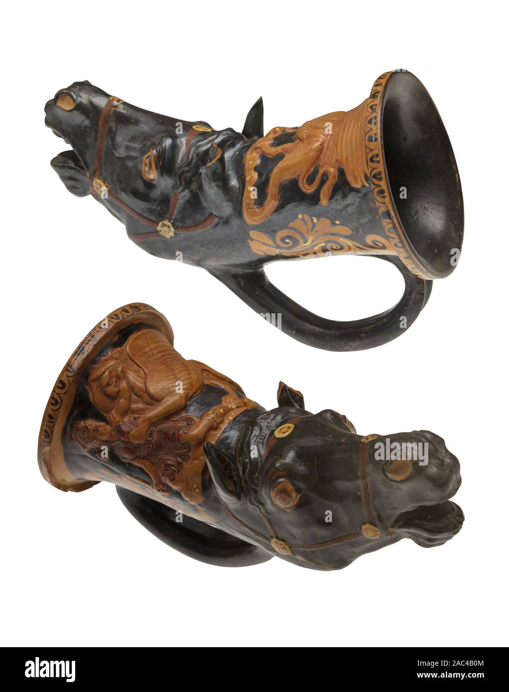 Rhyton vessel in form of horse head. Isolated with clipping path Stock ...