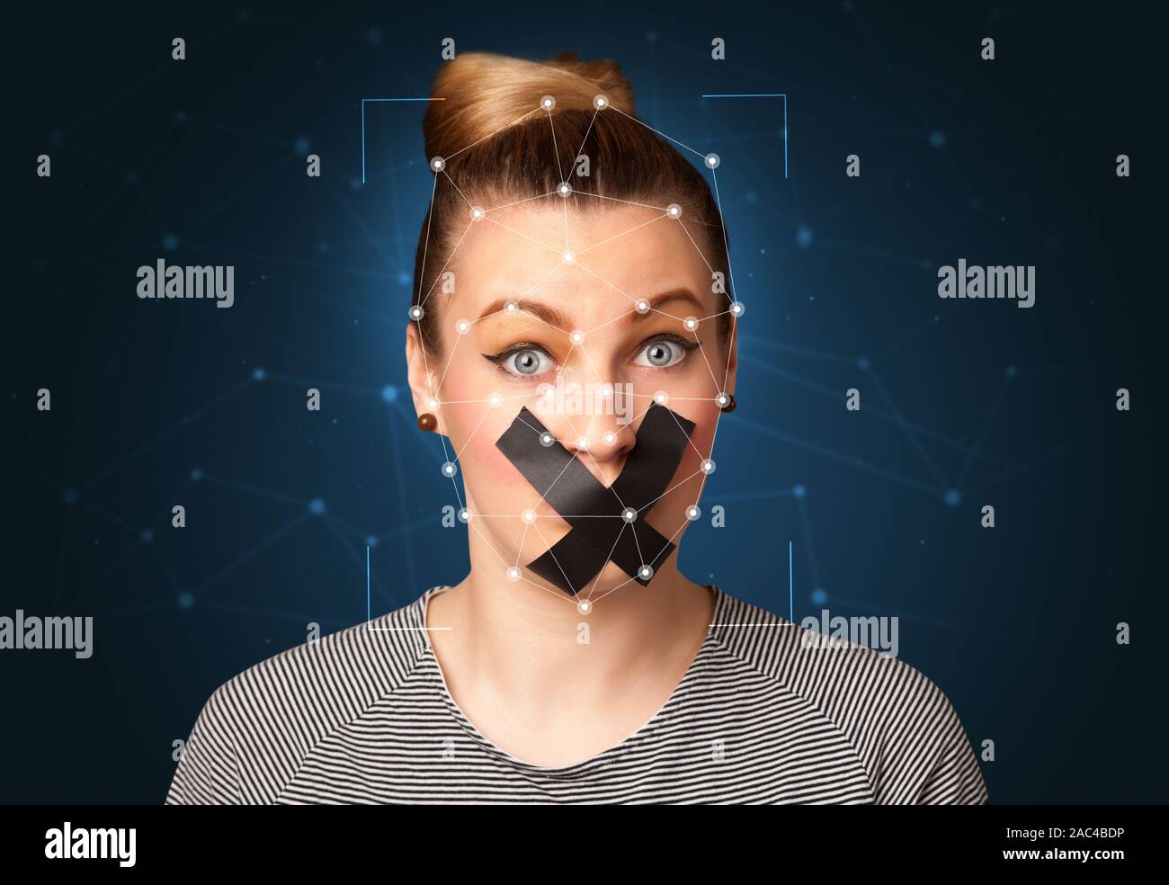 Recognition of a face by layering a mesh. Biometric verification and ...