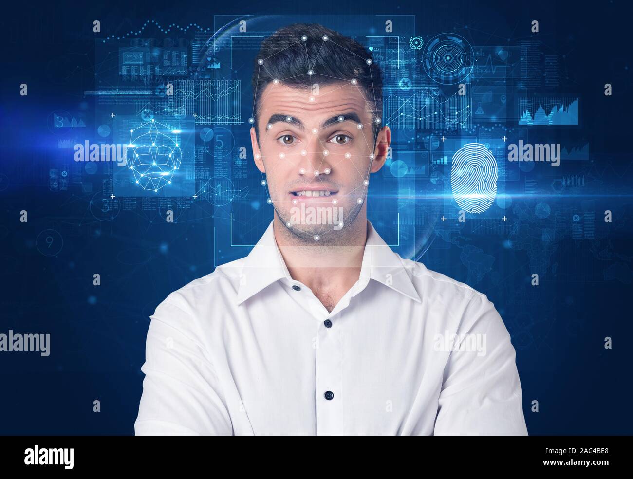 Biometric verification - face and fingerprint detection concept Stock ...
