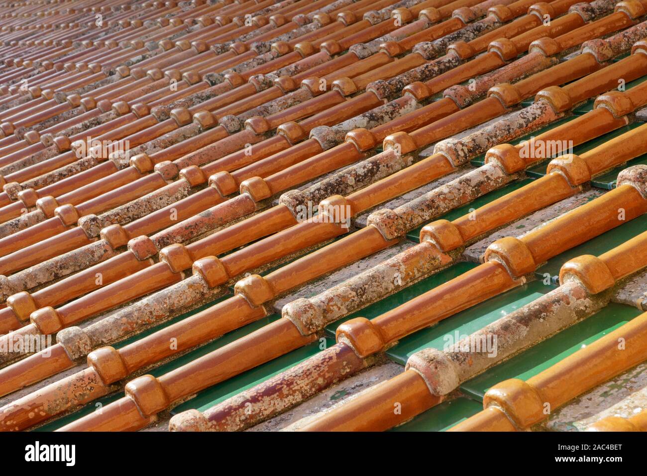 Old roof tiles from Sicily. Side view Stock Photo - Alamy