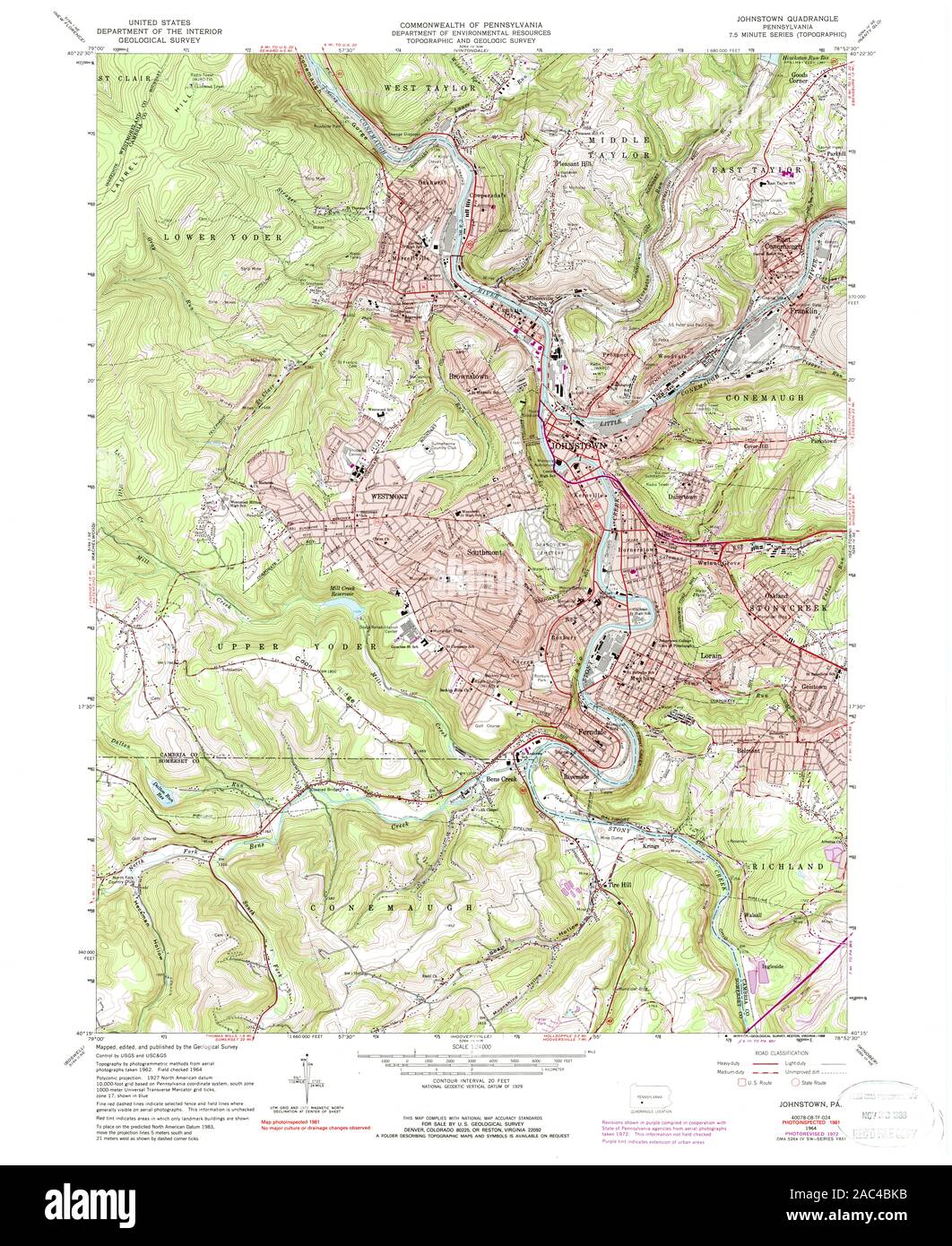 Johnstown pennsylvania map Cut Out Stock Images & Pictures - Alamy