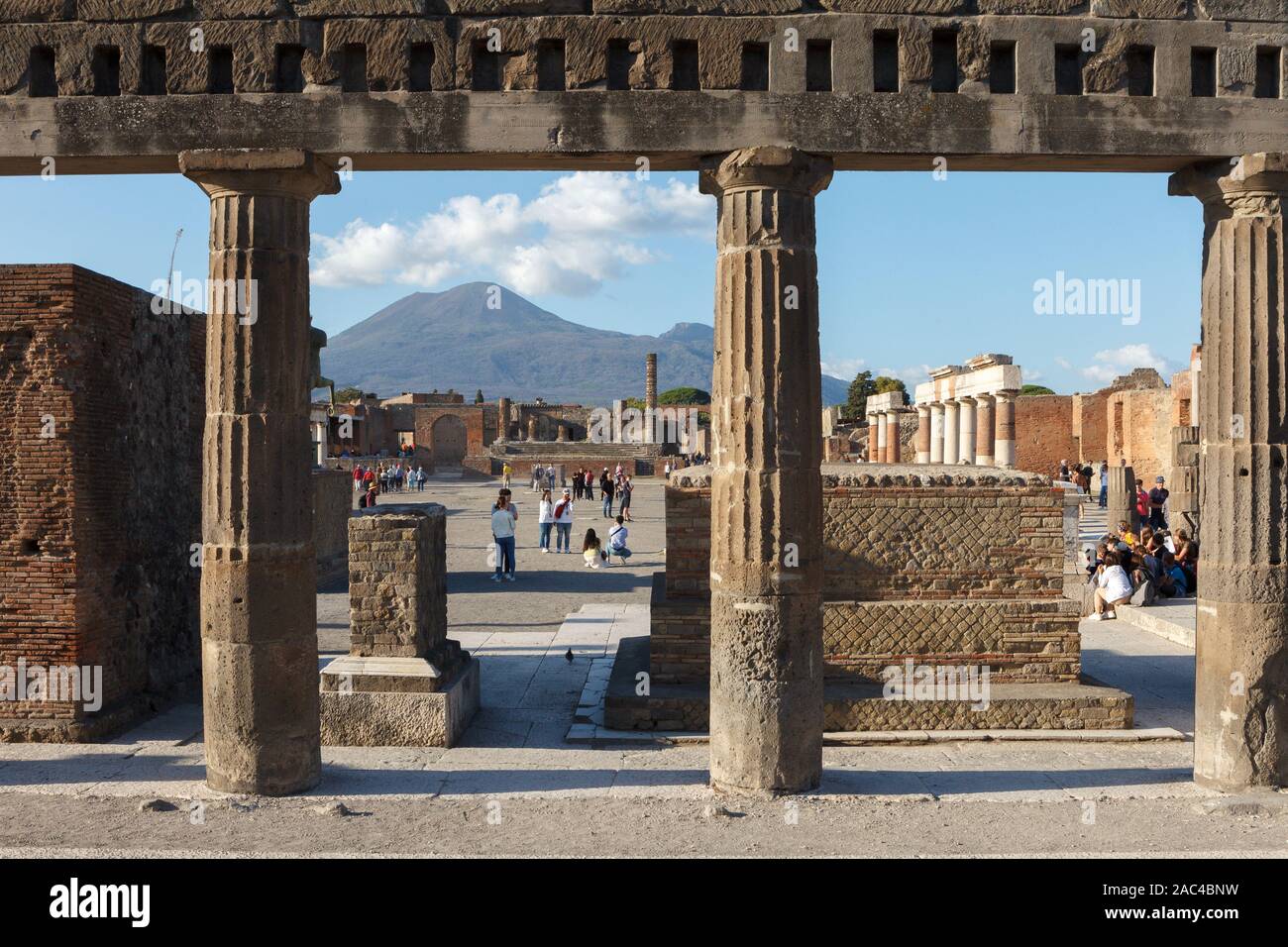 POMPEII, ITALY - OCTOBER 15, 2019 Forum of Pompeii (Pompei). Ancient ...