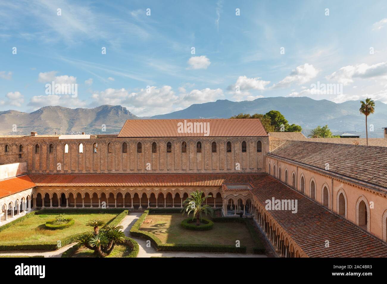 Courtyard of Monreale Cathedral. Monreale, Sicily, Italy Stock Photo ... Courtyard of Monreale Cathedral. Monreale, Sicily, Italy Stock Photo ...