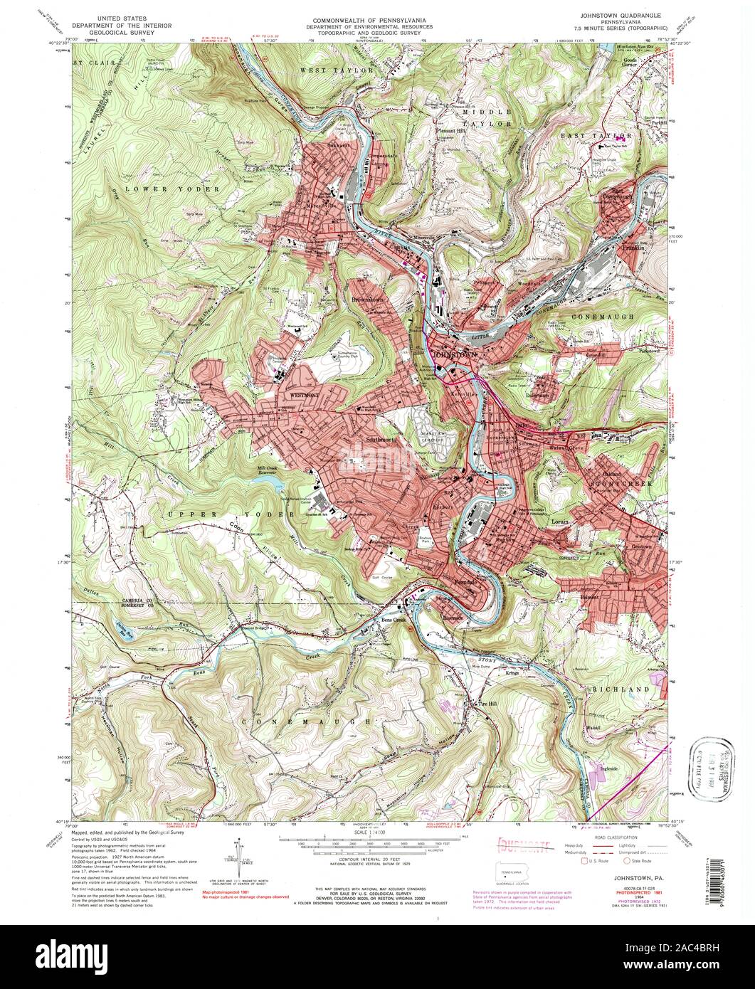 Physical Map Of Johnstown Pa Johnstown Pennsylvania US Topo Map