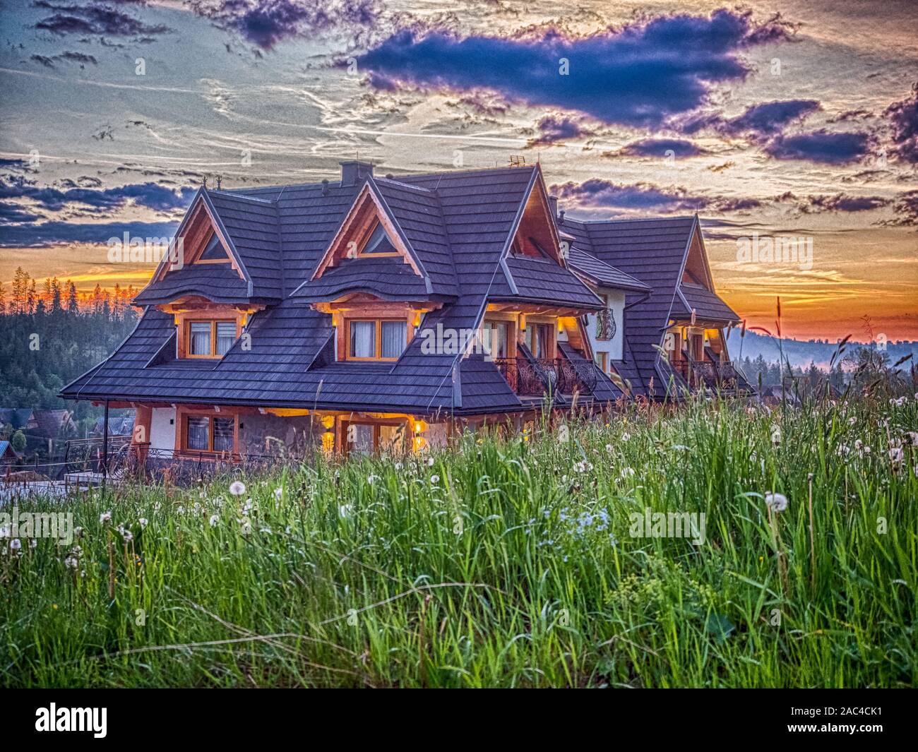 Tatra Mountains, Poland - June 4, 2019: Wooden highlander's hut during ...