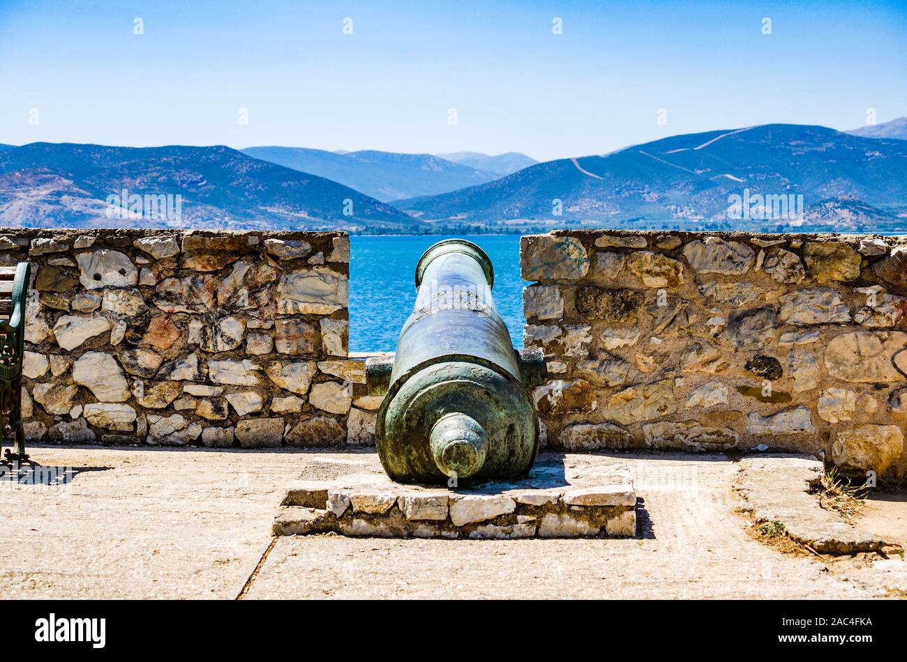 The historical cannons of the old age at Nafplio in Argolis, Greece ...