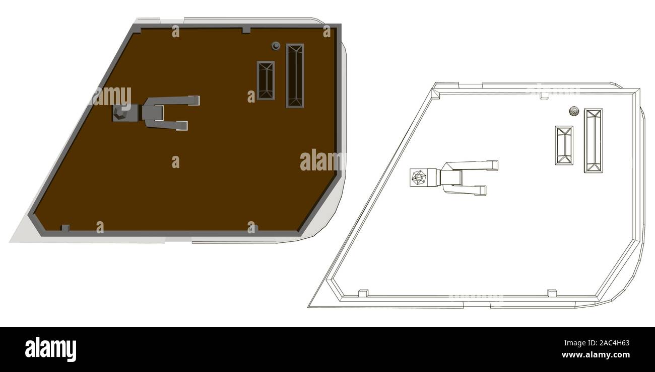 The contour of the building from black lines Isolated on a white ...