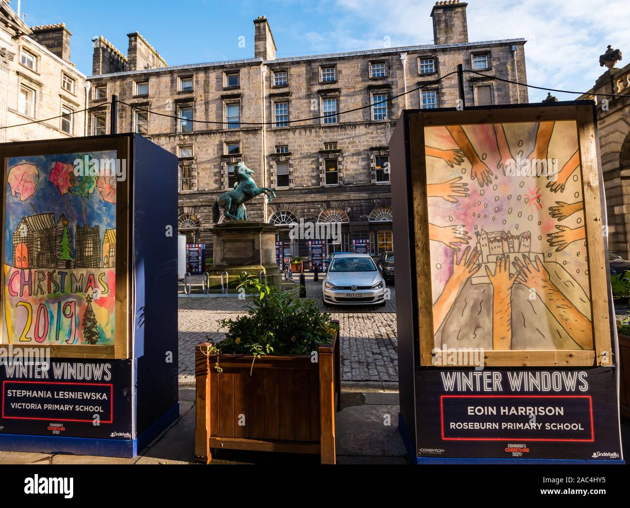 Christmas Winter windows display of children's drawings, City Chambers ...