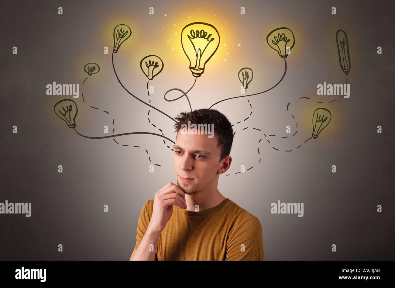 Handsome boy with design thinking concept Stock Photo - Alamy