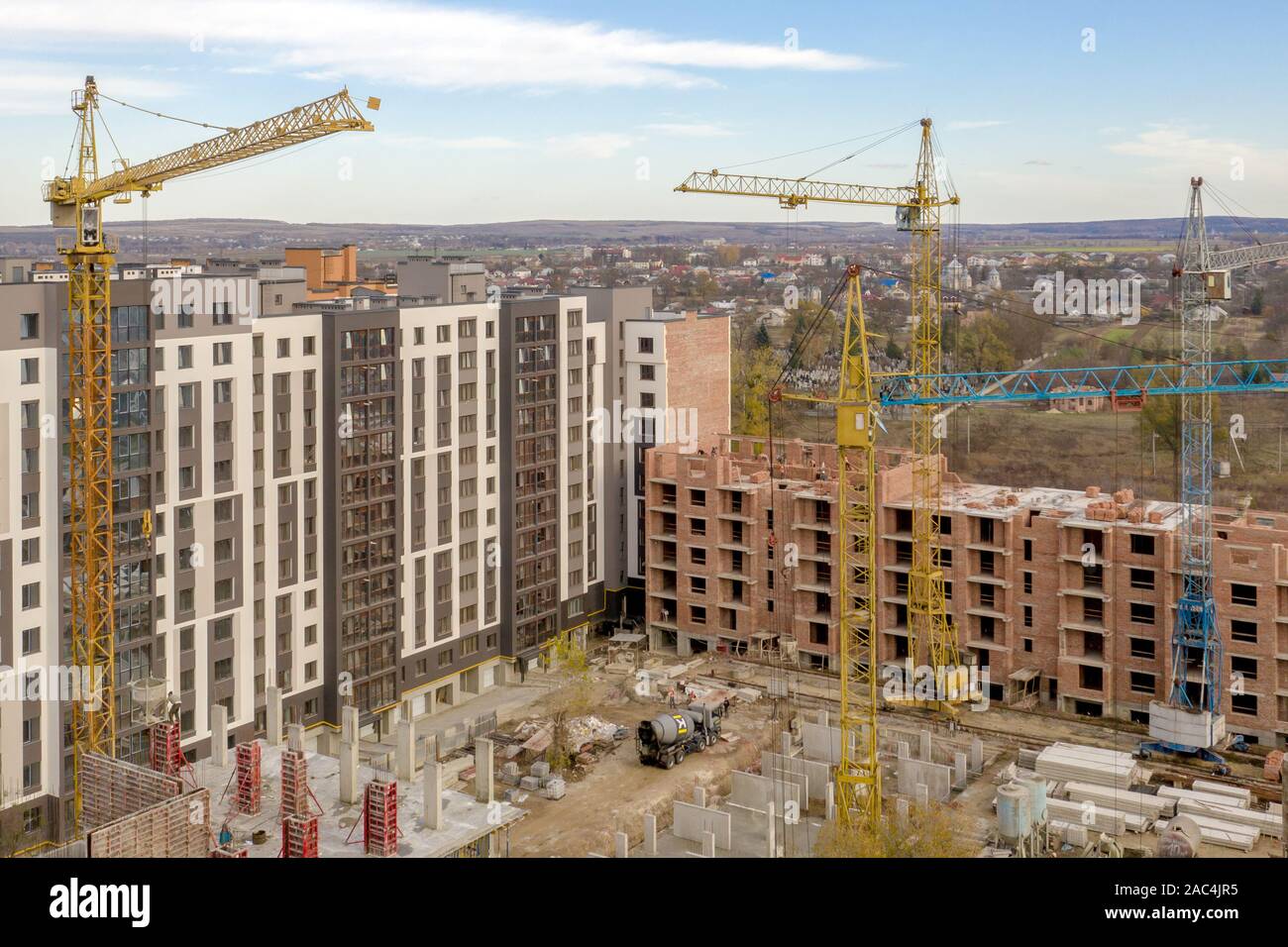 Kiev, Ukraine - June 10, 2019: Construction of a new multi-story ...