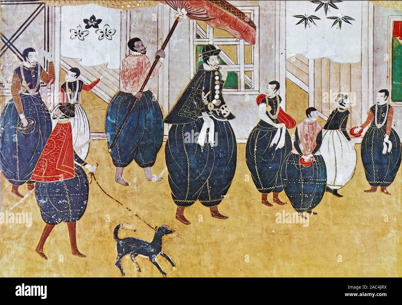 Halftone postcard image: 16th century painting from Japanese Kanō ...