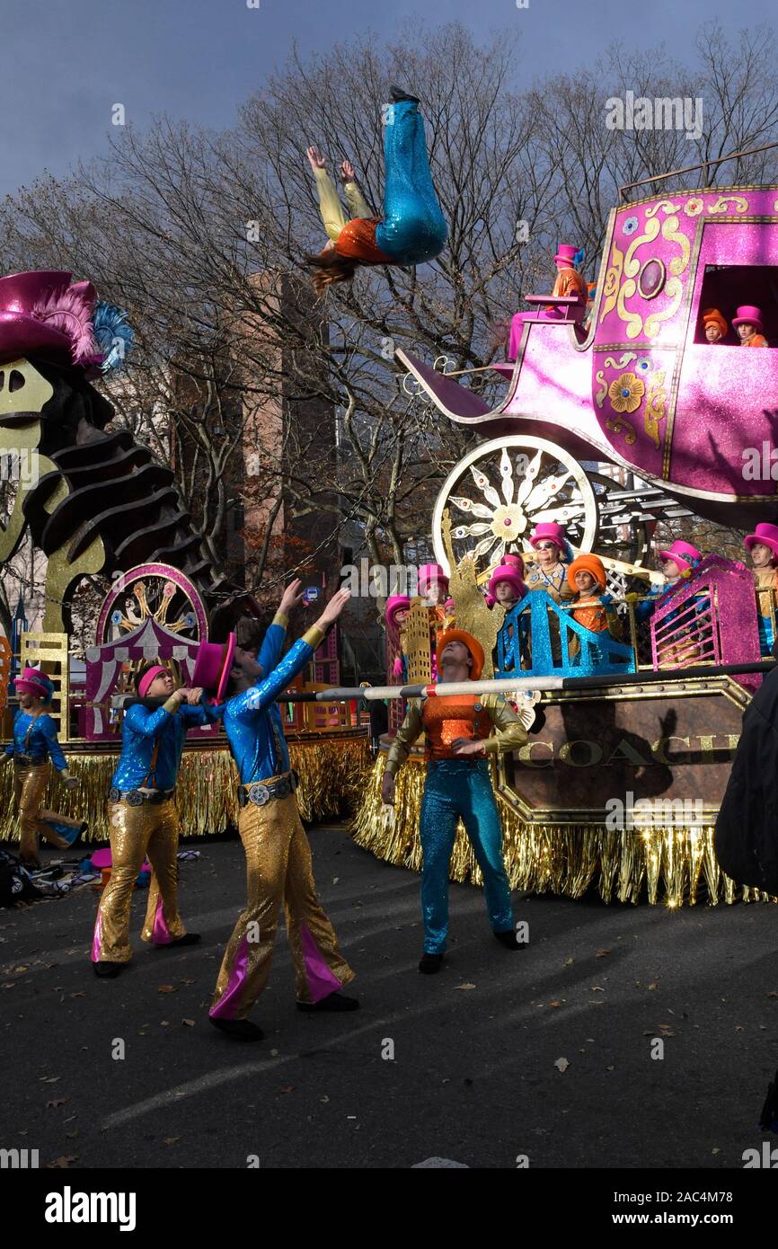 NEW YORK, NY - NOVEMBER 28: Members of Gamma Phi Circus of Illinois ...