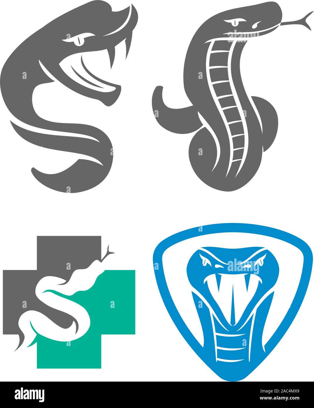 Snake logo template design Vector illustration set Stock Vector Image ...