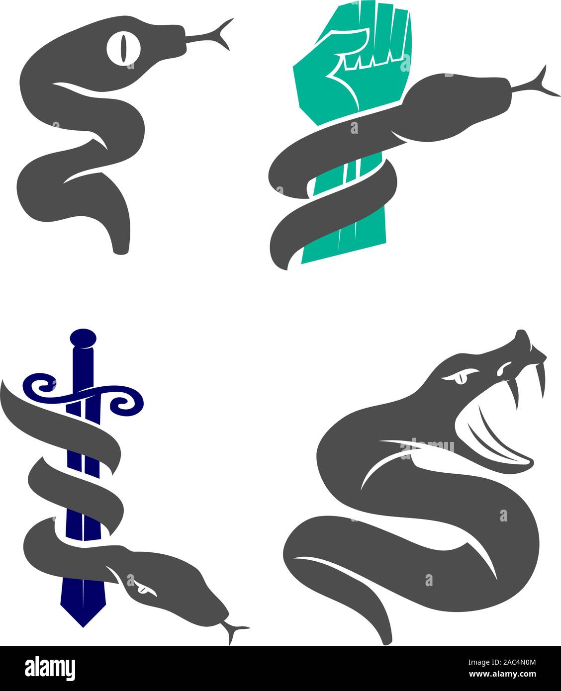 Snake logo template design Vector illustration set Stock Vector Image ...