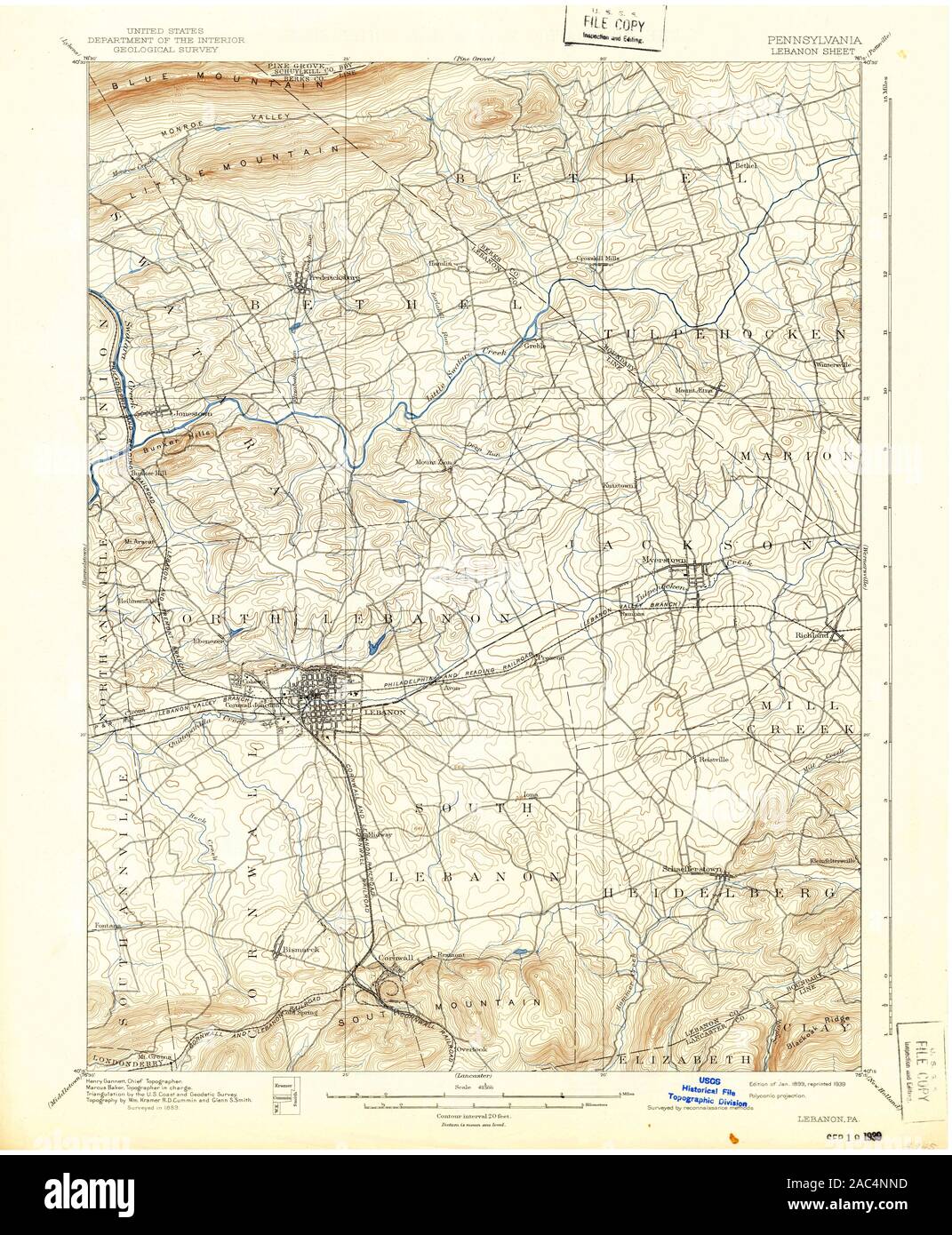 Map of lebanon pennsylvania hi-res stock photography and images - Alamy
