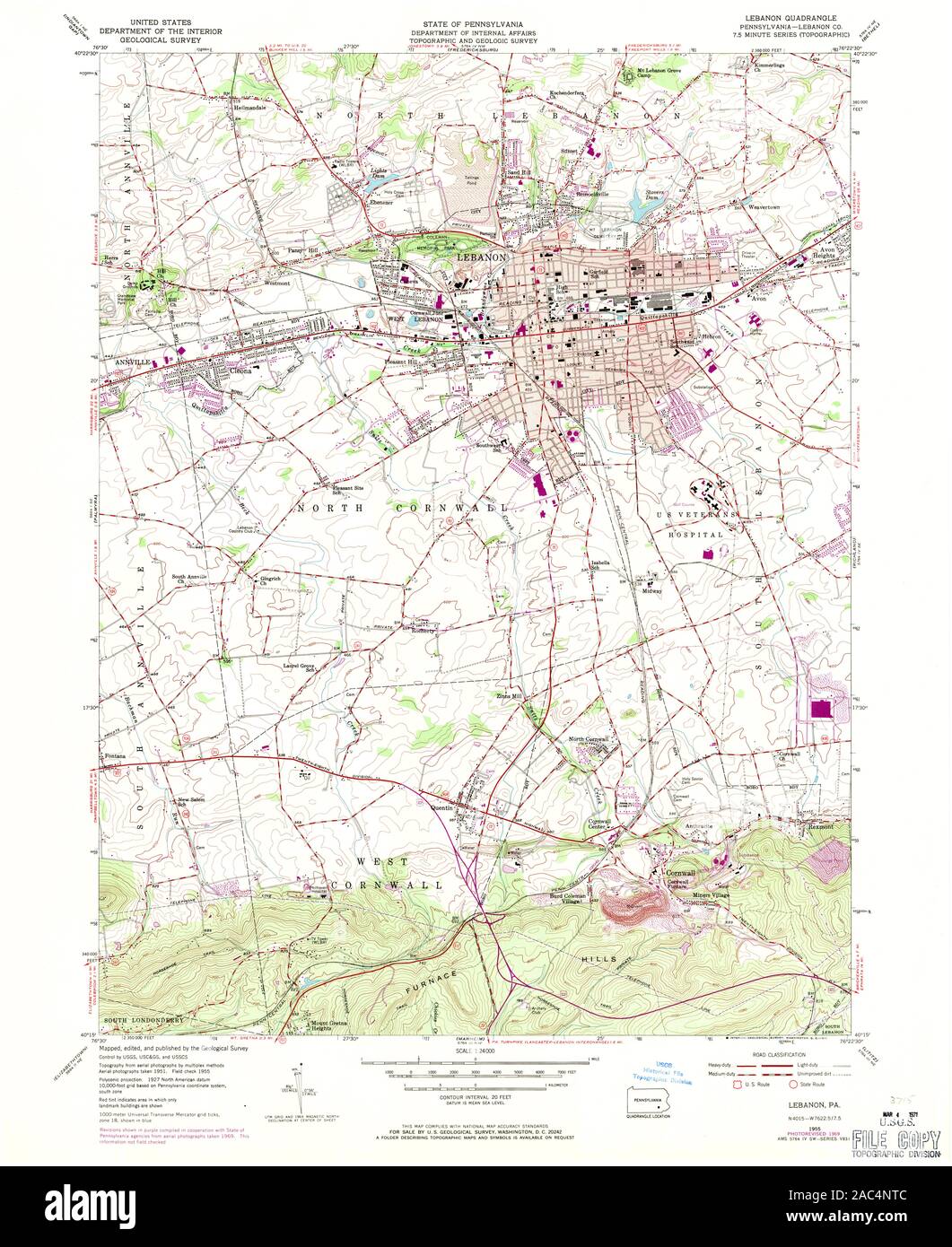 Map of lebanon pennsylvania hi-res stock photography and images - Alamy