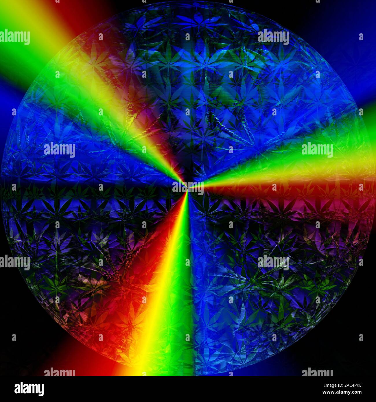 An abstract psychedelic cannabis leaf disco ball background Stock Photo ...