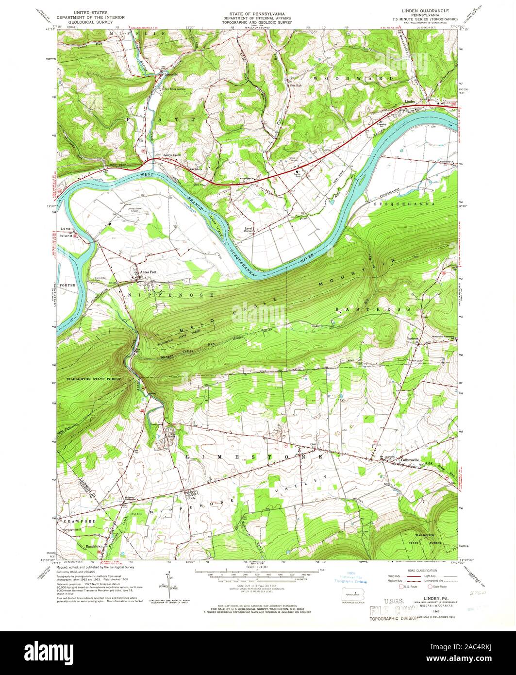 USGS TOPO Map Pennsylvania PA Linden 172212 1965 24000 Restoration ...
