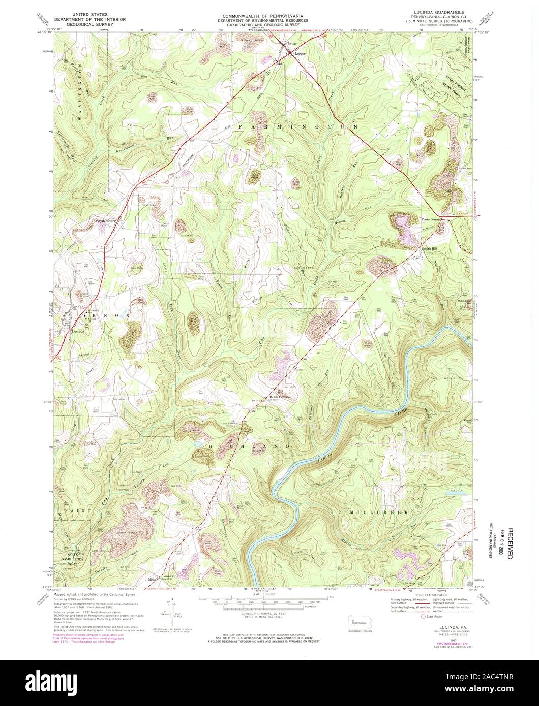 USGS TOPO Map Pennsylvania PA Lucinda 172018 1967 24000 Restoration ...