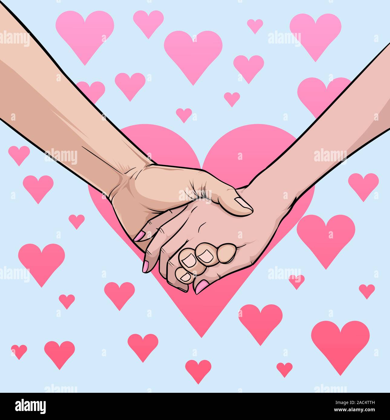 Lovely Male and female hands Shake hands to represent love Illustration ...