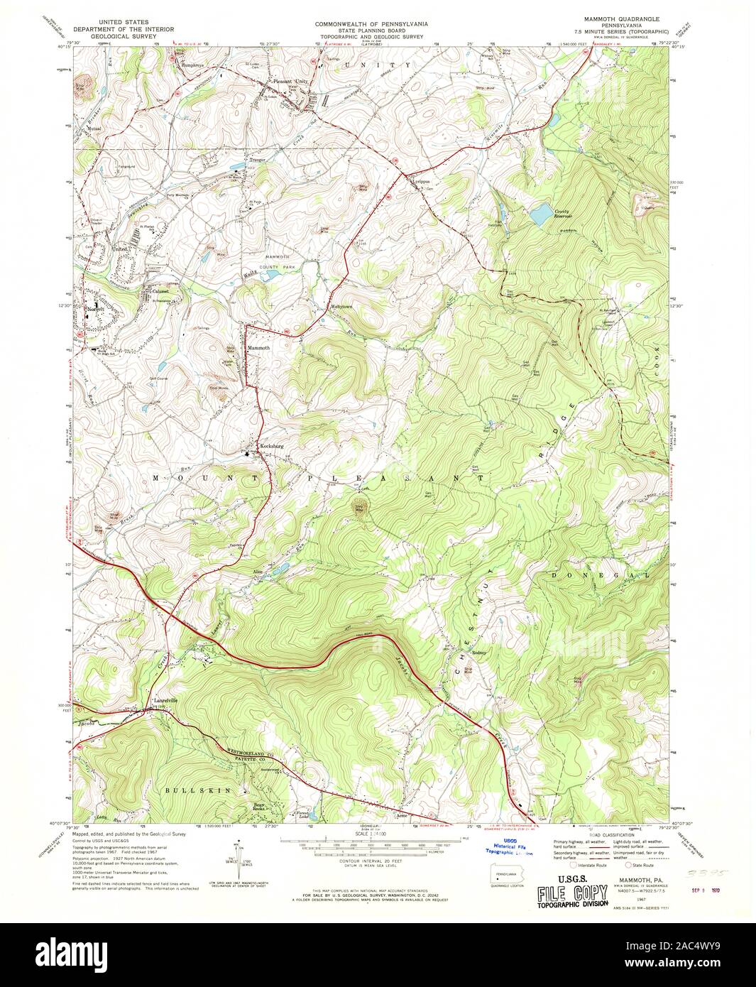 USGS TOPO Map Pennsylvania PA Mammoth 172114 1967 24000 Restoration ...