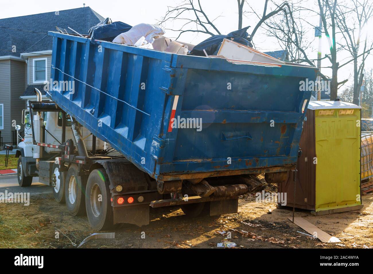 Removal of debris construction waste building demolition with rock and ...