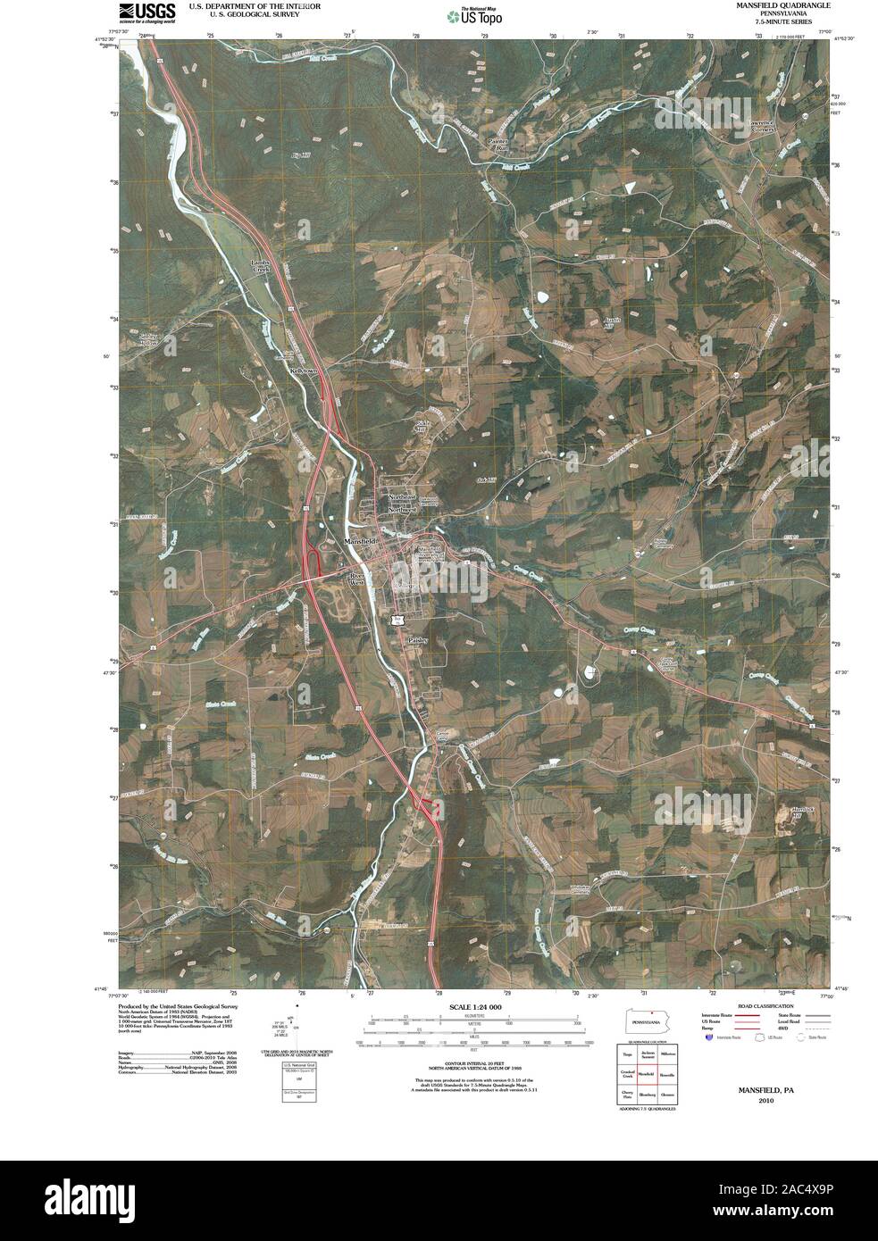 Mansfield pennsylvania map Cut Out Stock Images & Pictures - Alamy