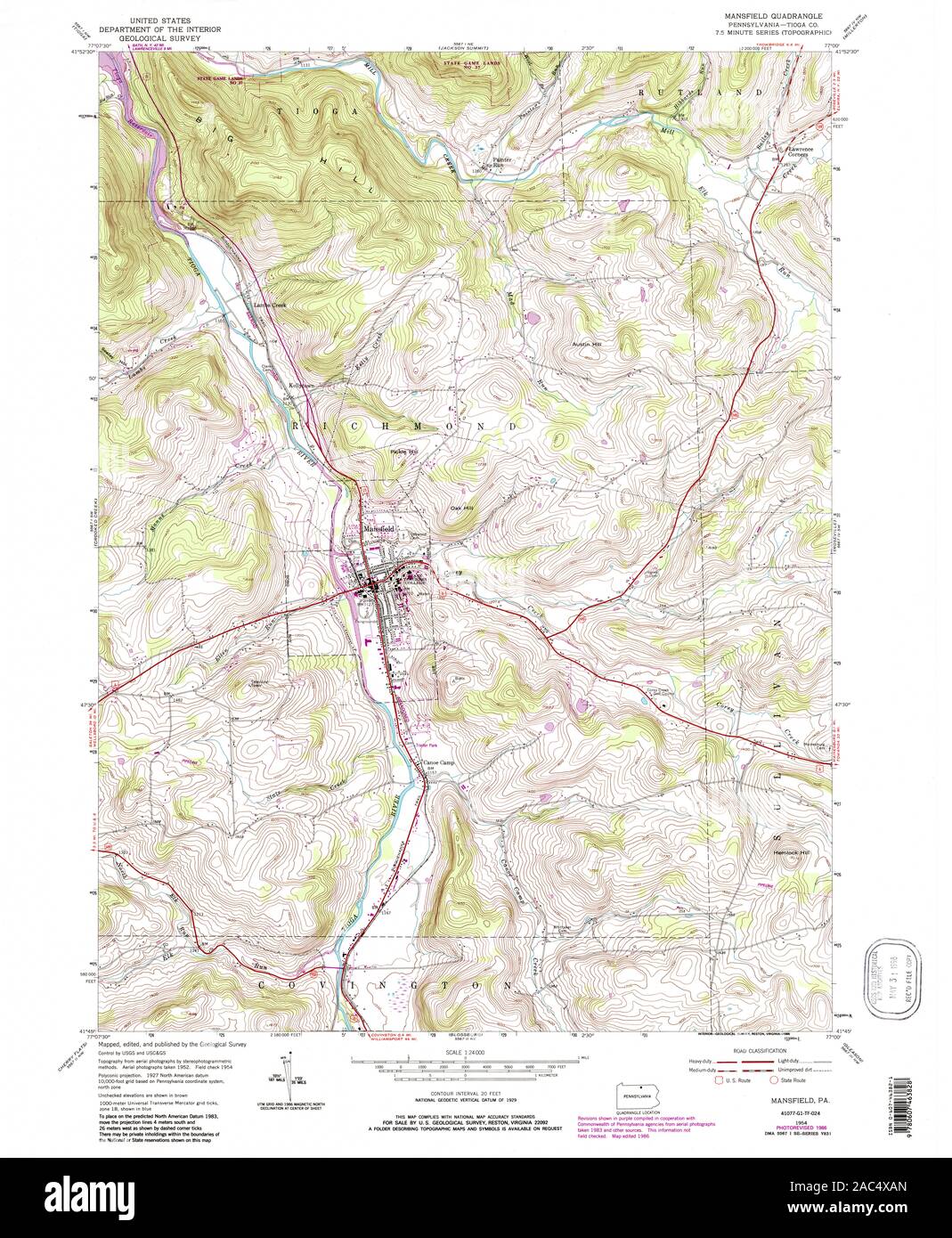 Mansfield pennsylvania map Cut Out Stock Images & Pictures - Alamy