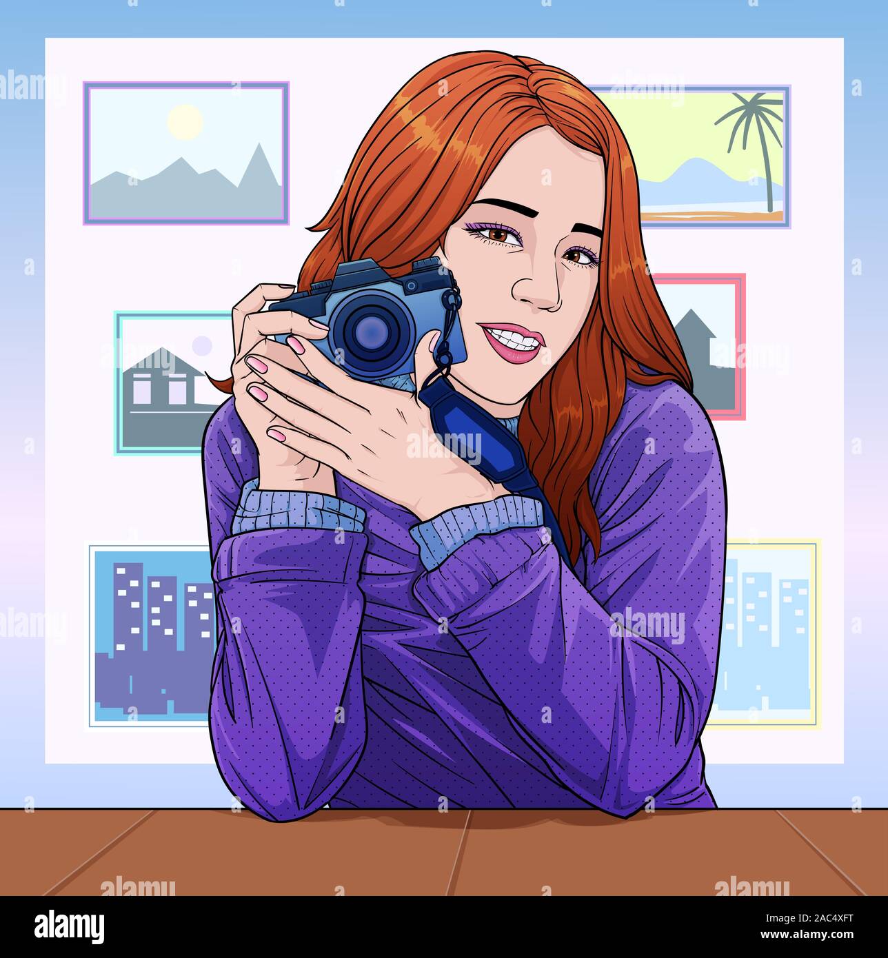 Girls photo album Stock Vector Images - Alamy