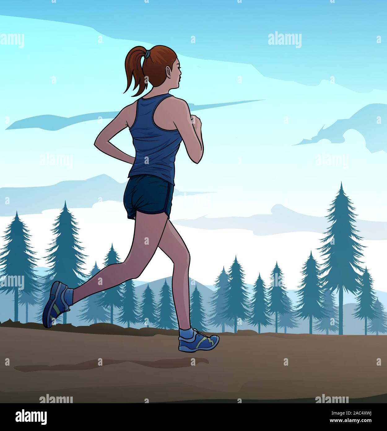 Girl running silhouette Stock Vector Images - Alamy