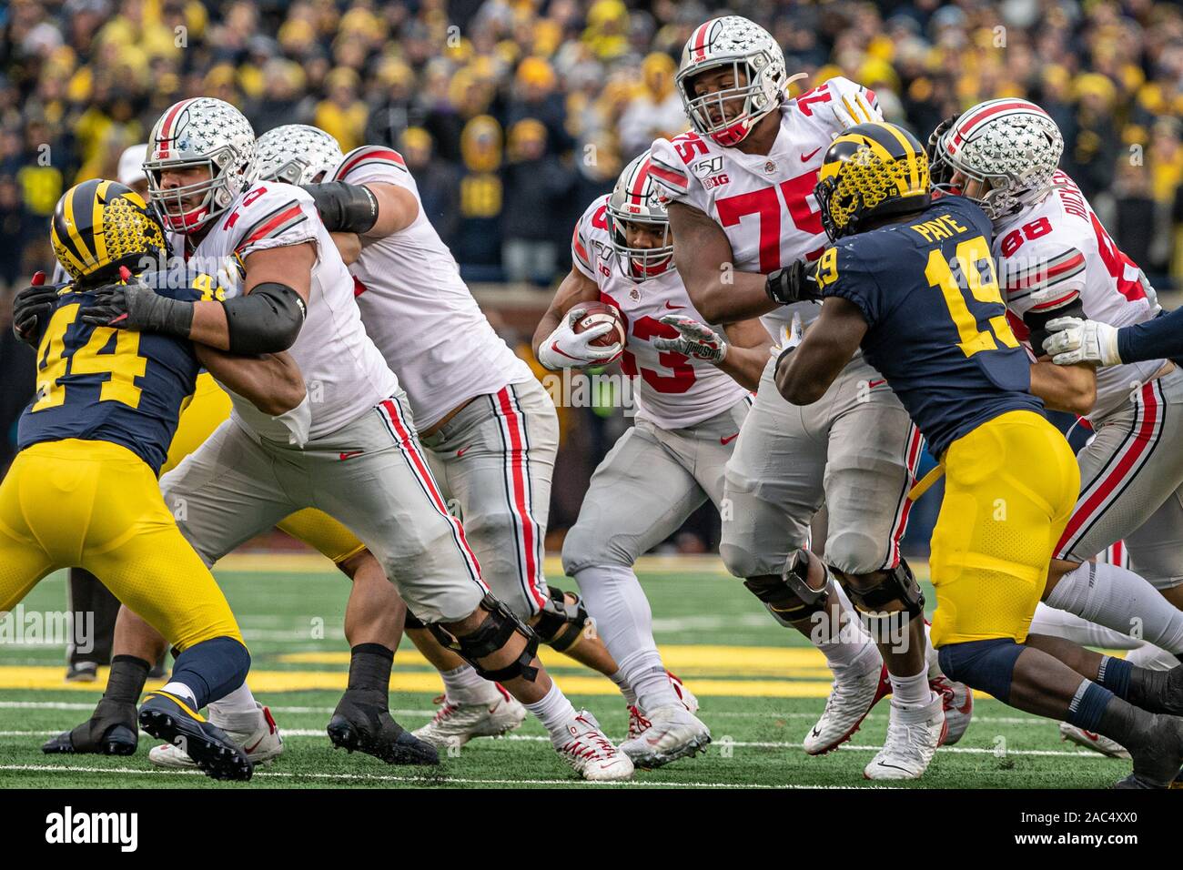 Ann Arbor, Michigan, USA. 30th Nov, 2019. Ohio State Buckeyes running ...