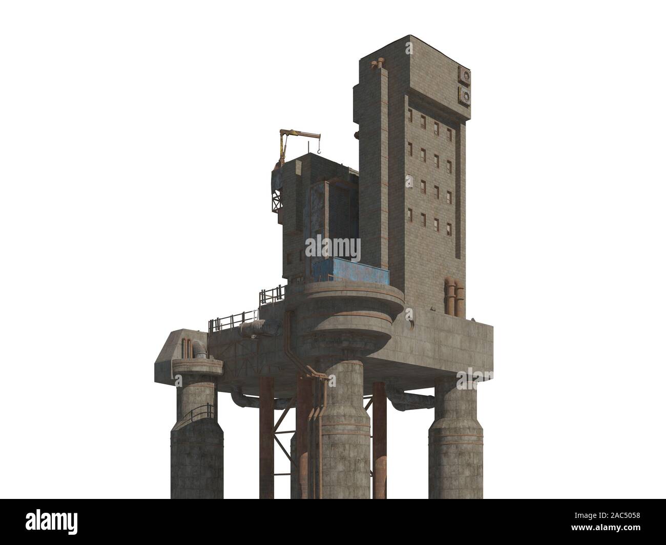 3D illustration Industrial building of the future concept isolated on ...