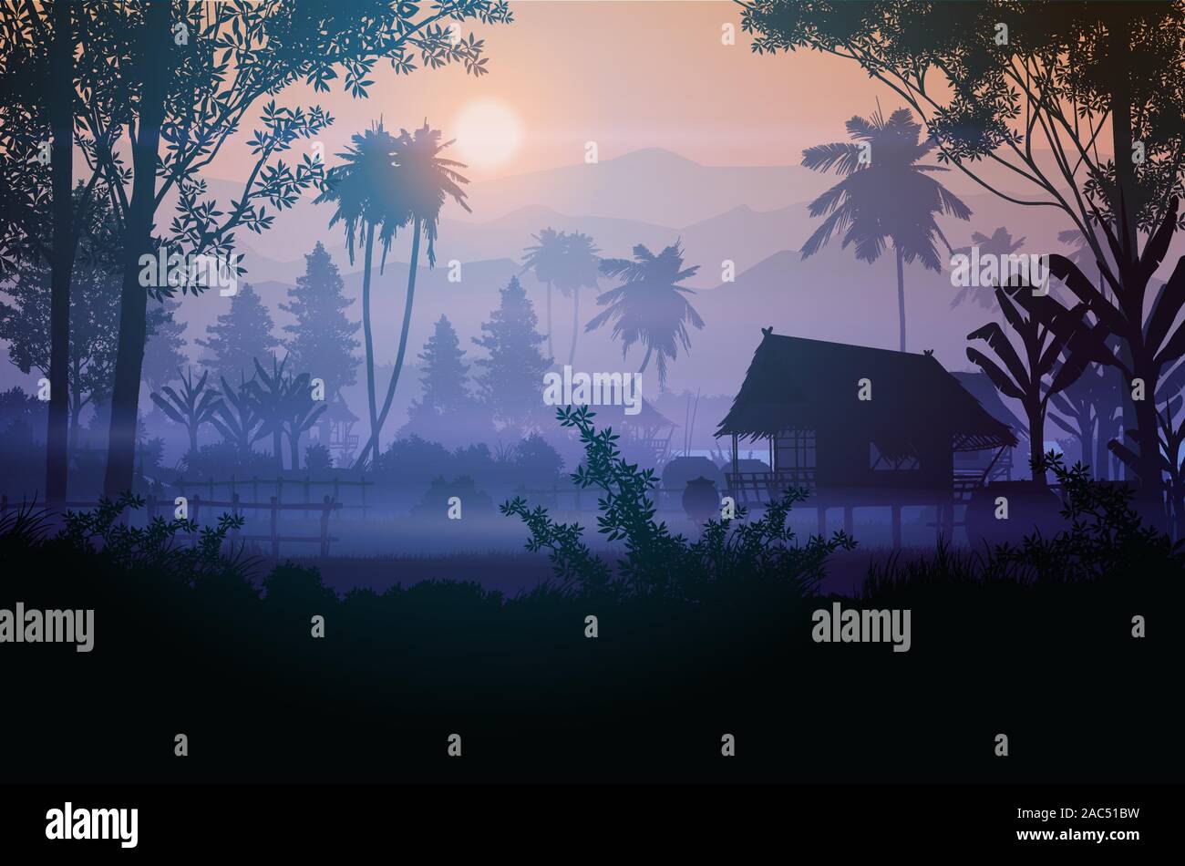 Panorama forest in light Stock Vector Images - Alamy