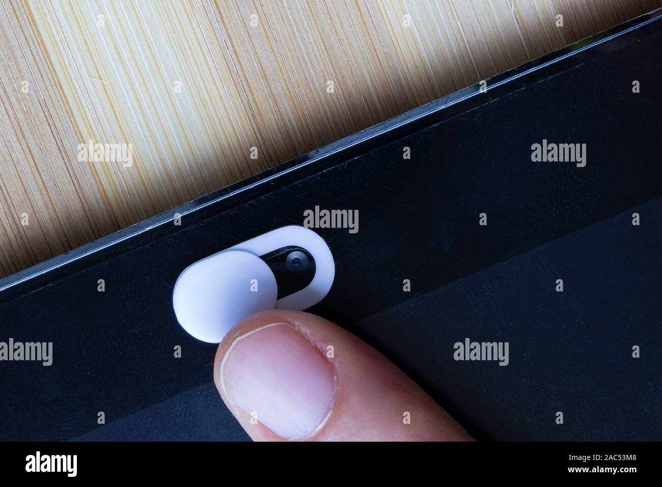 A White Color Camera Privacy Cover. Slide Webcam. Cover for an ...