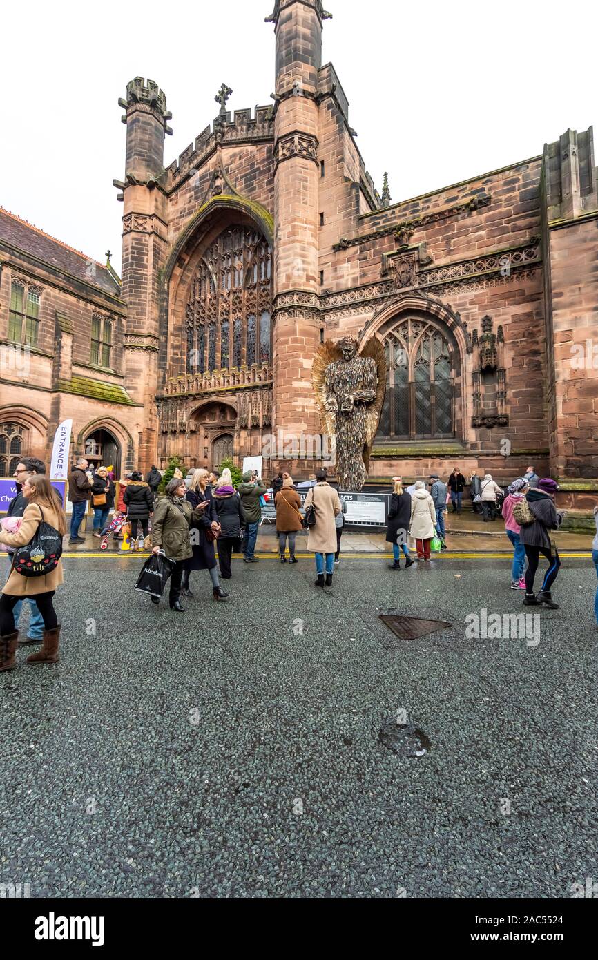 The Knife Angel at Chester Cathedral. Created by the British Ironwork ...