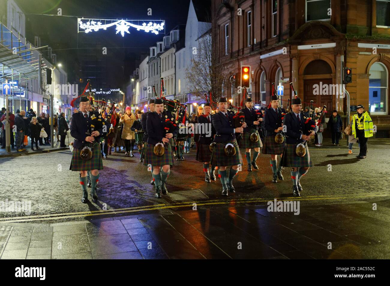 A torch lit procession in Perth Scotland as part of the Christmas Stock ...